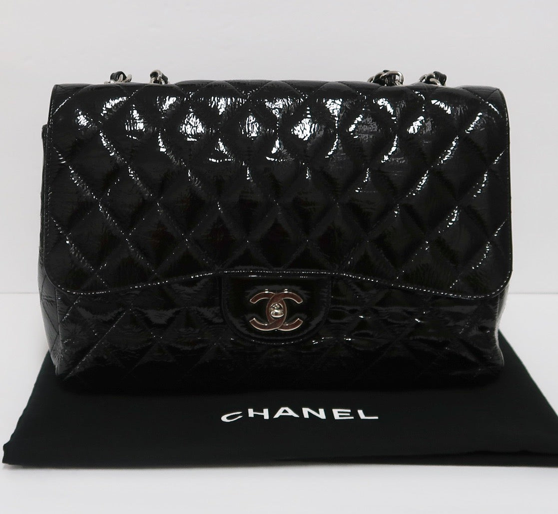 AUTHENTIC Chanel Classic Single Flap Distressed Patent AUTHENTIC Chanel Classic Single Flap Distressed Patent
